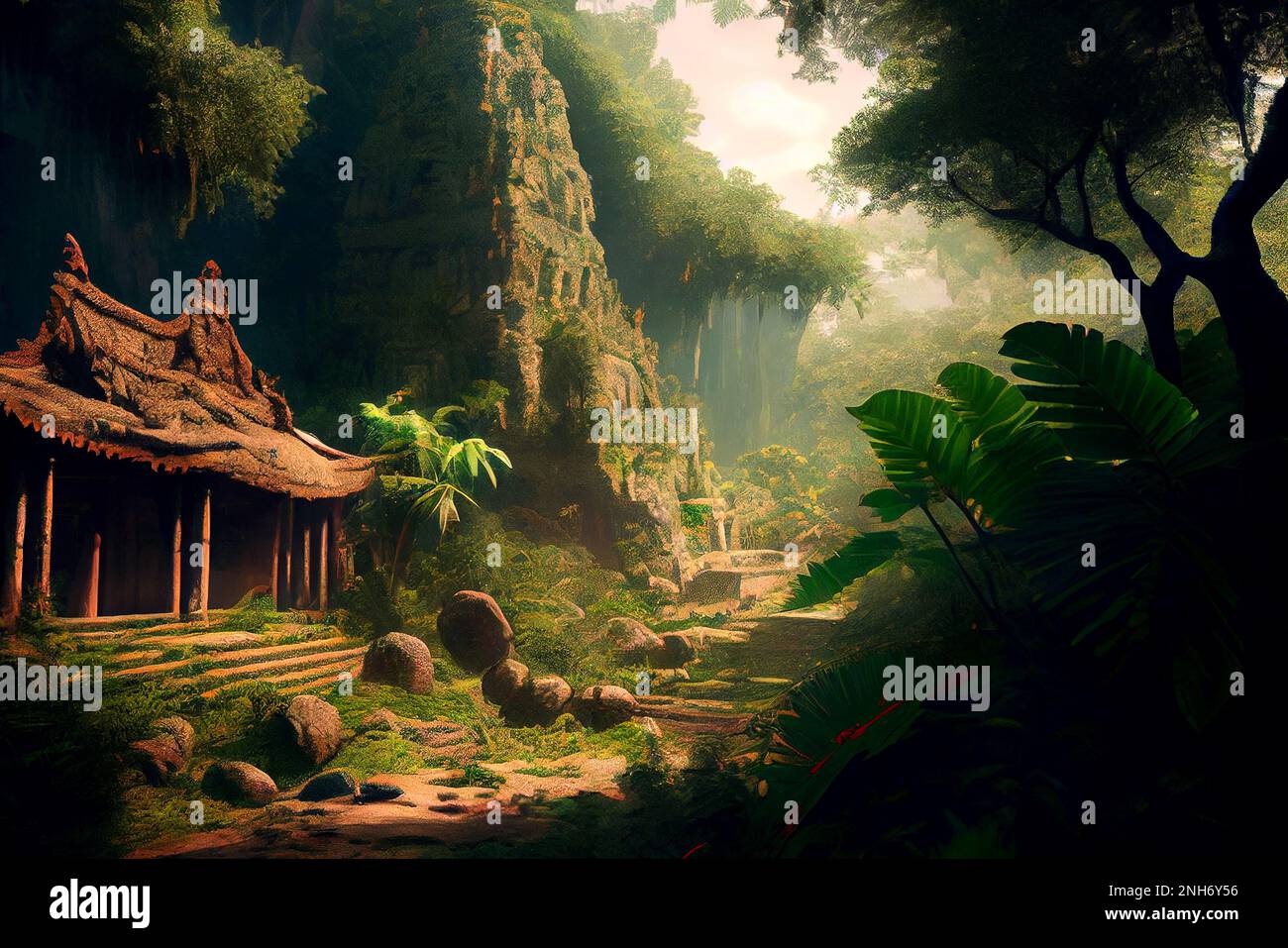 Die Maya-Zivilisation hat Illustrationen erstellt, die antike Ruinen ...