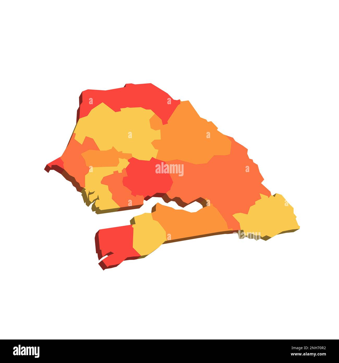 Senegal: Politische Karte der Verwaltungsabteilungen - Regionen. 3D ...