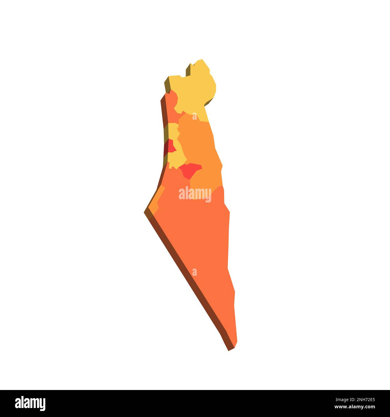 Politische Karte Israels mit Verwaltungsbezirken - Bezirke, Gazastreifen, Judäa und Samaria. 3D ...