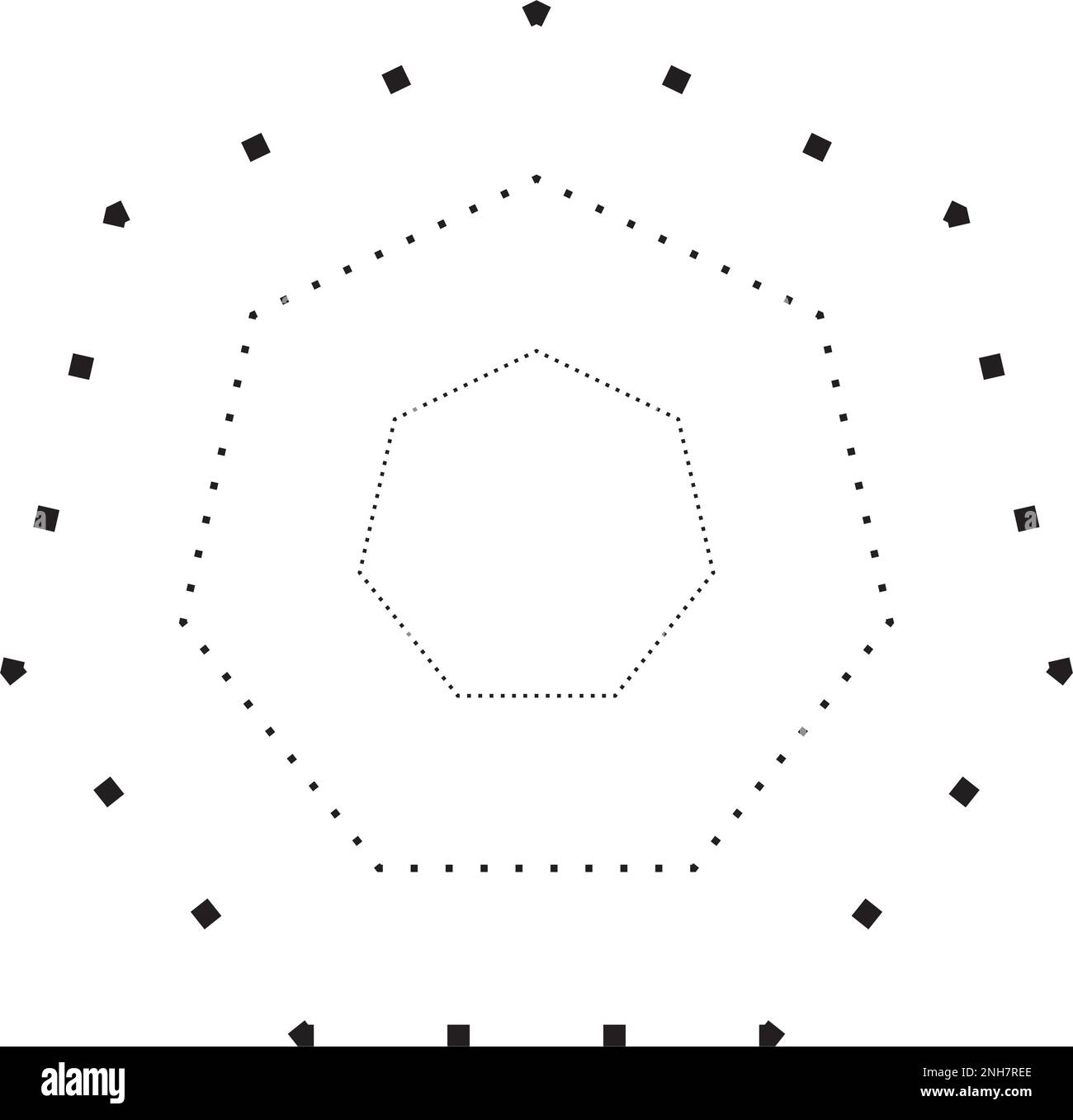Heptagon-förmiges Symbol, gestrichelte und gepunktete unterbrochene ...