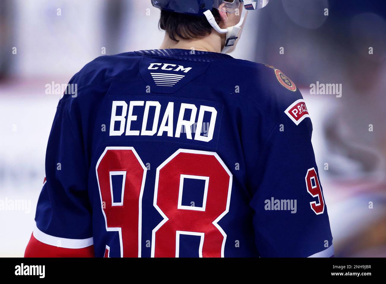 Regina Pats player Connor Bedard at a WHL (Western Hockey League) game against the Calgary ...