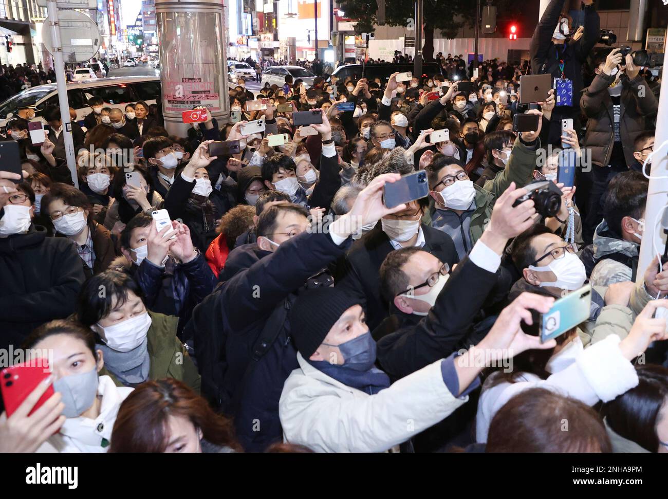 Customers take photos of Tokyu Department Store Shibuya Honten, which ...