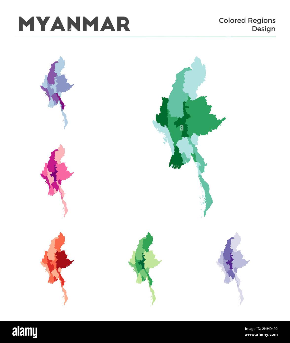 Myanmar Kartensammlung. Borders of Myanmar für Ihre Infografik. Farbige ...