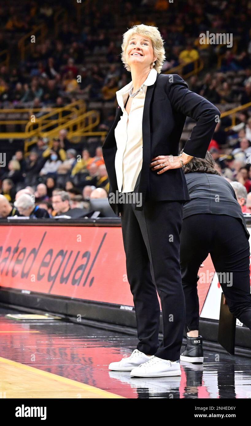 IOWA CITY, IA - JANUARY 11: Iowa coach Lisa Bluder watches her team ...