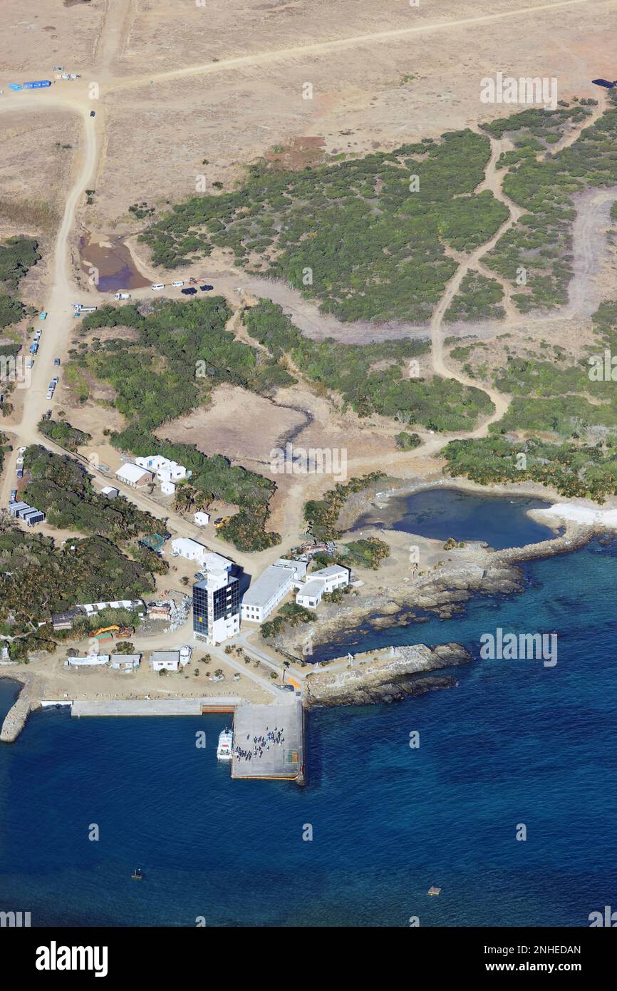 An aerial photo shows Mageshima Island in Iriomote City, Kagoshima ...