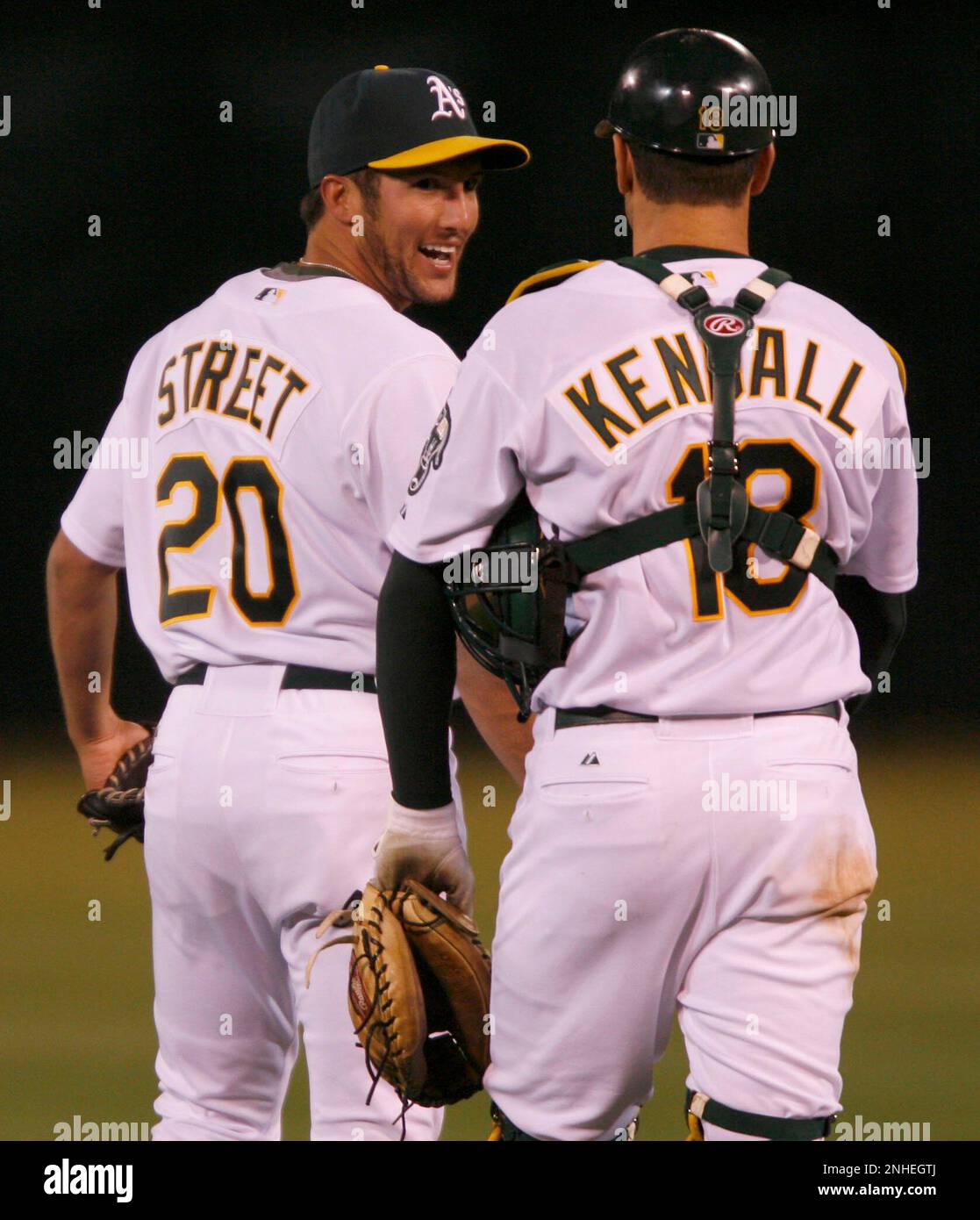 athletics 145 mac.jpg Oakland's 20- Huston Street gives a smile to his ...