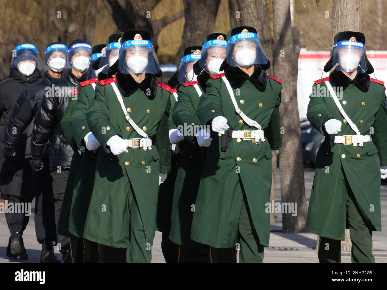 Armed police officers patrol around Tiananmen Square (Tian'anmen Square ...