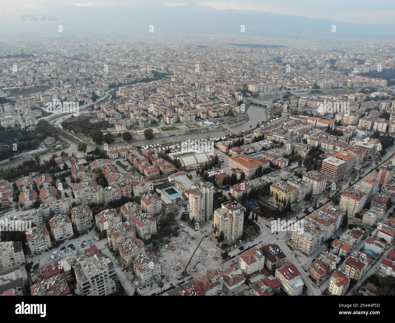 Antakya, Hatay, Türkei Drohne Filmmaterial - 11. Februar 2023: Erdbeben ...