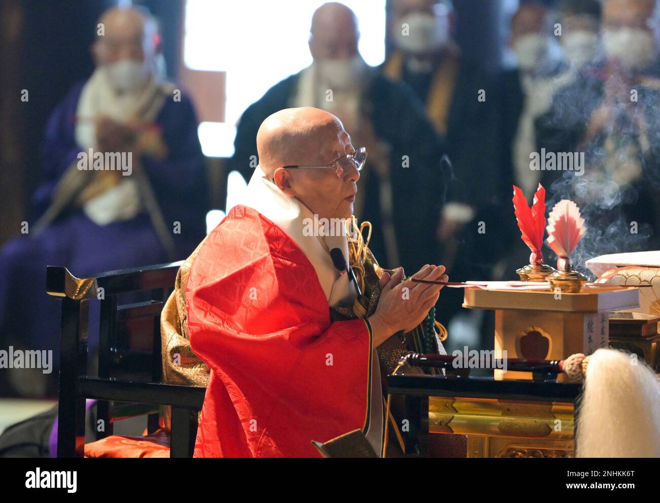 Shinsan (Shinzan) shiki, a ceremony in which a newly appointed head ...