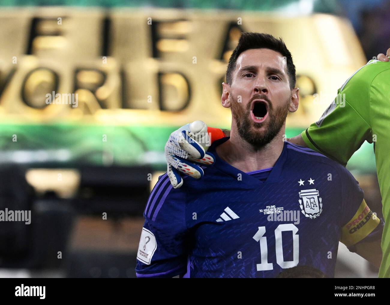 Argentina's Lionel MESSI sings national anthem ahead of the FIFA World ...