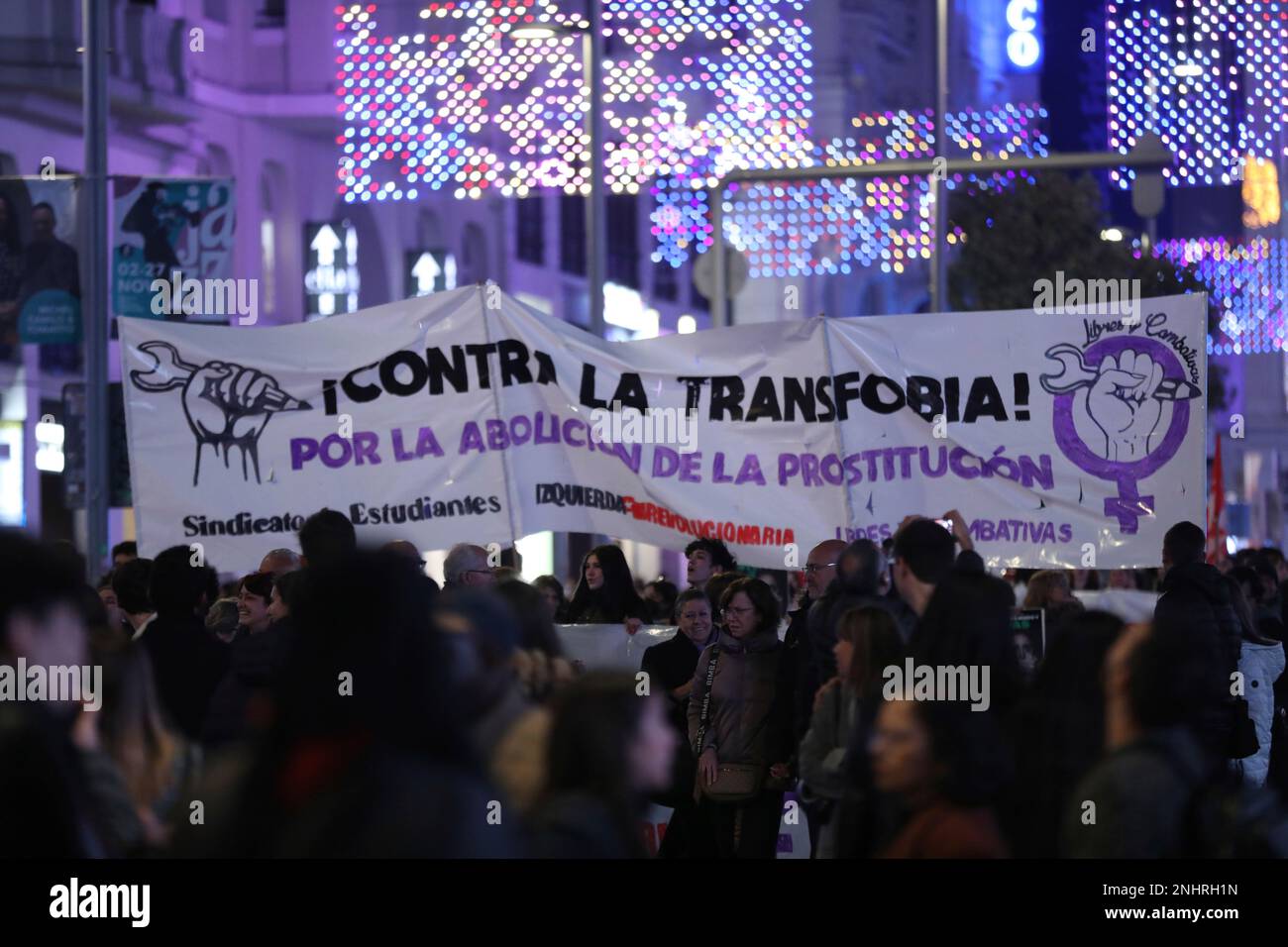 View of hundreds of people during a demonstration against macho ...