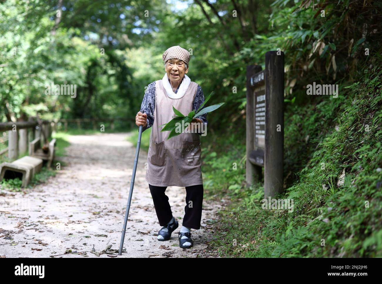 100-year-old Fumiko Yamada is pictured near a restaurant Shitaburuitei ...