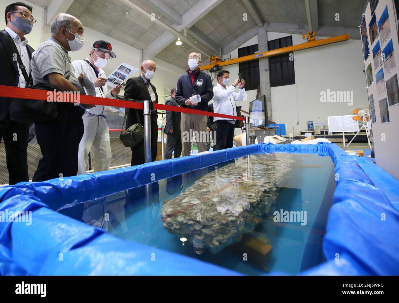 An ancient anchor stone which was discovered is opened to public at a ...