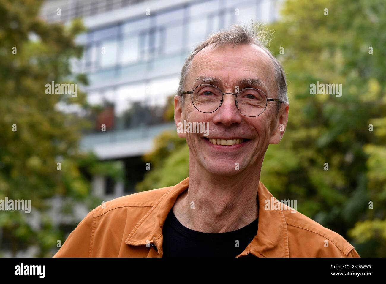 Swedish scientist Svante Paabo poses outside the Max Planck Institute ...
