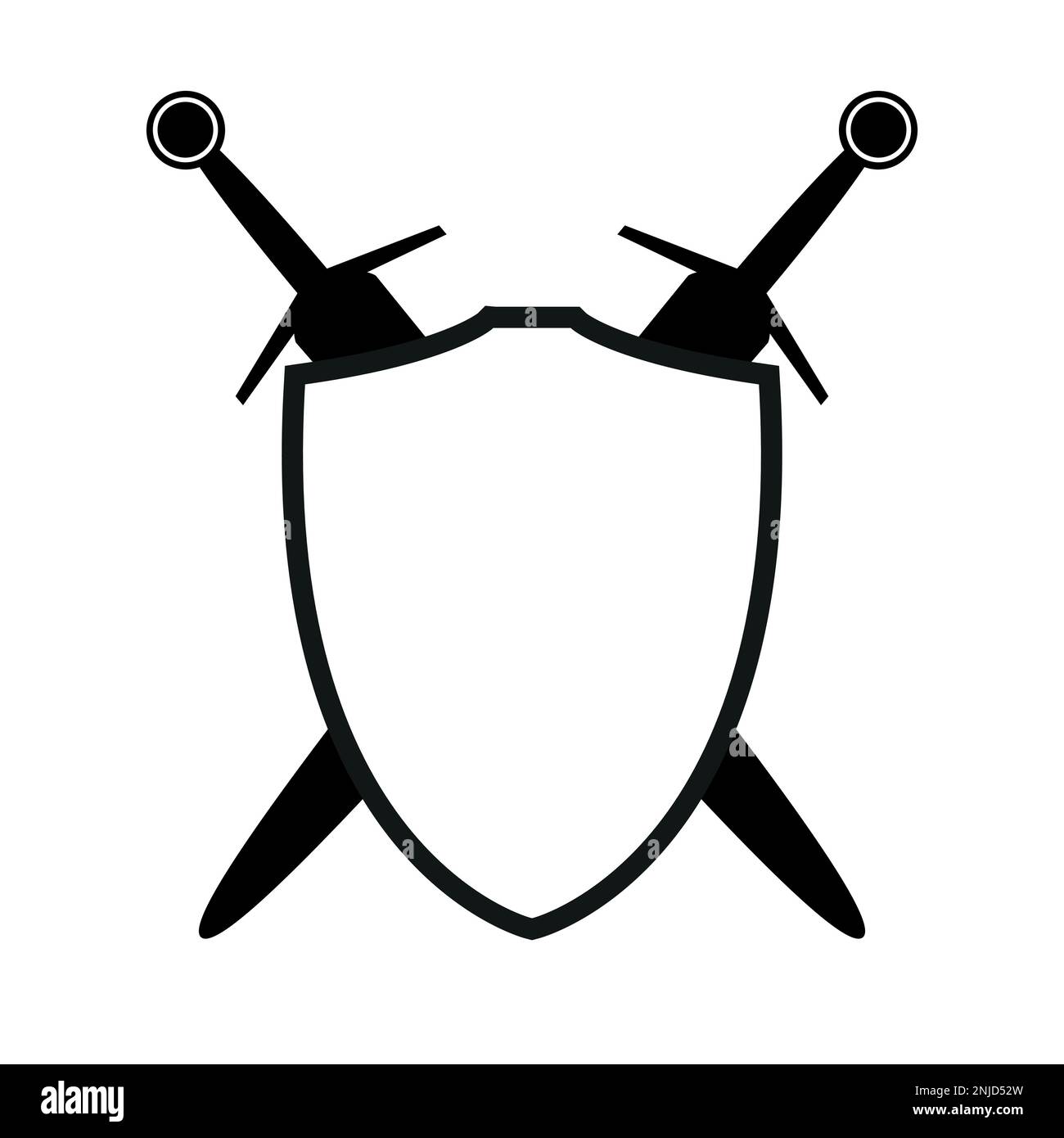 Schild mit zwei gekreuzten Schwertern Symbolsilhouette ...