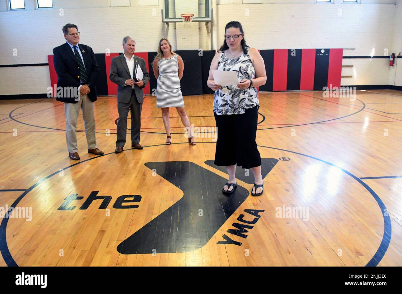 Amanda Karenda, executive director of the Schuylkill YMCA, introduces ...