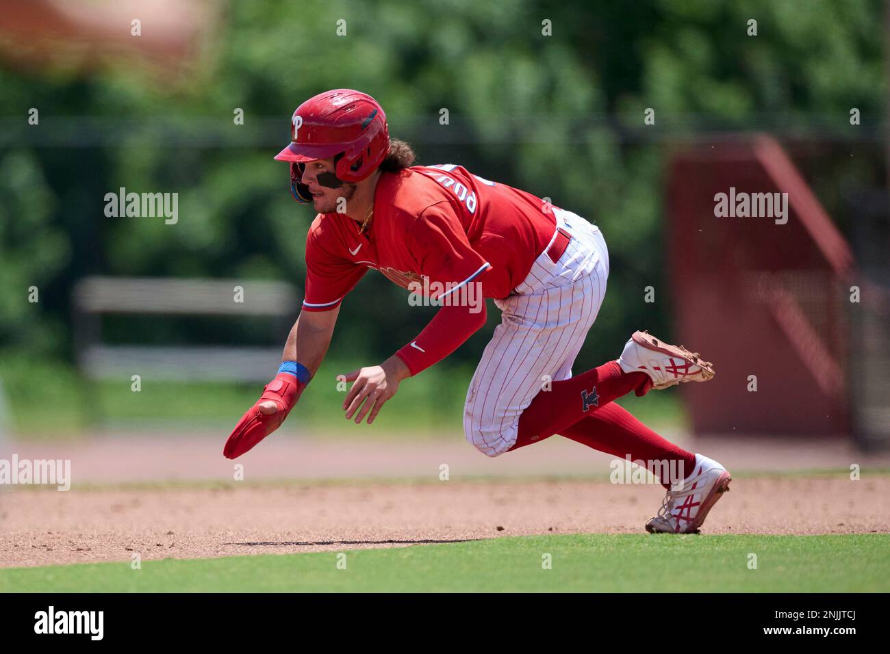 FCL Phillies Nikau Pouaka-Grego (6) slides head first into second base ...