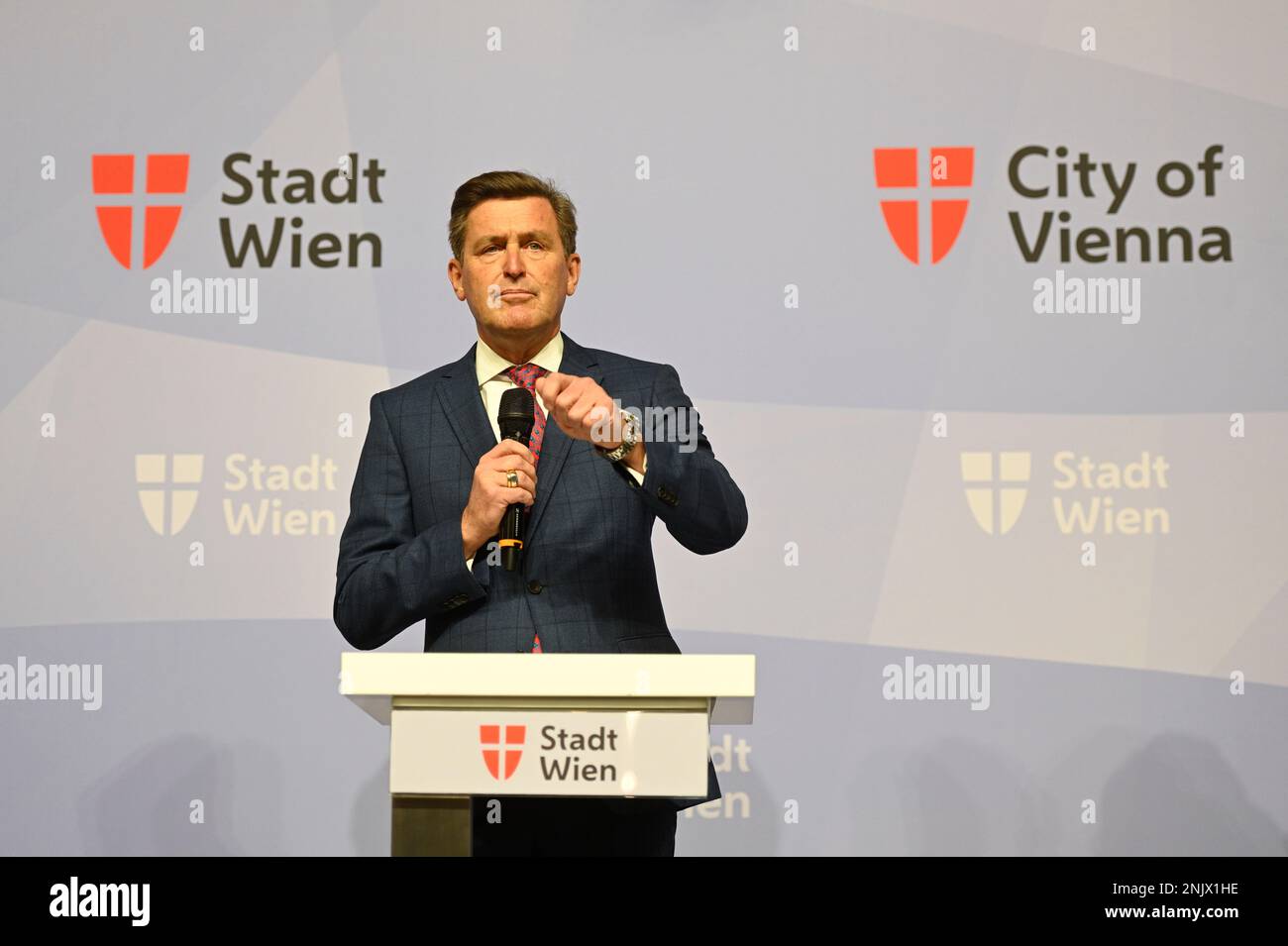 Wien, Österreich. 22. Februar 2023. Beginn der Medienveranstaltung zum Wiener Energieprämie mit ...