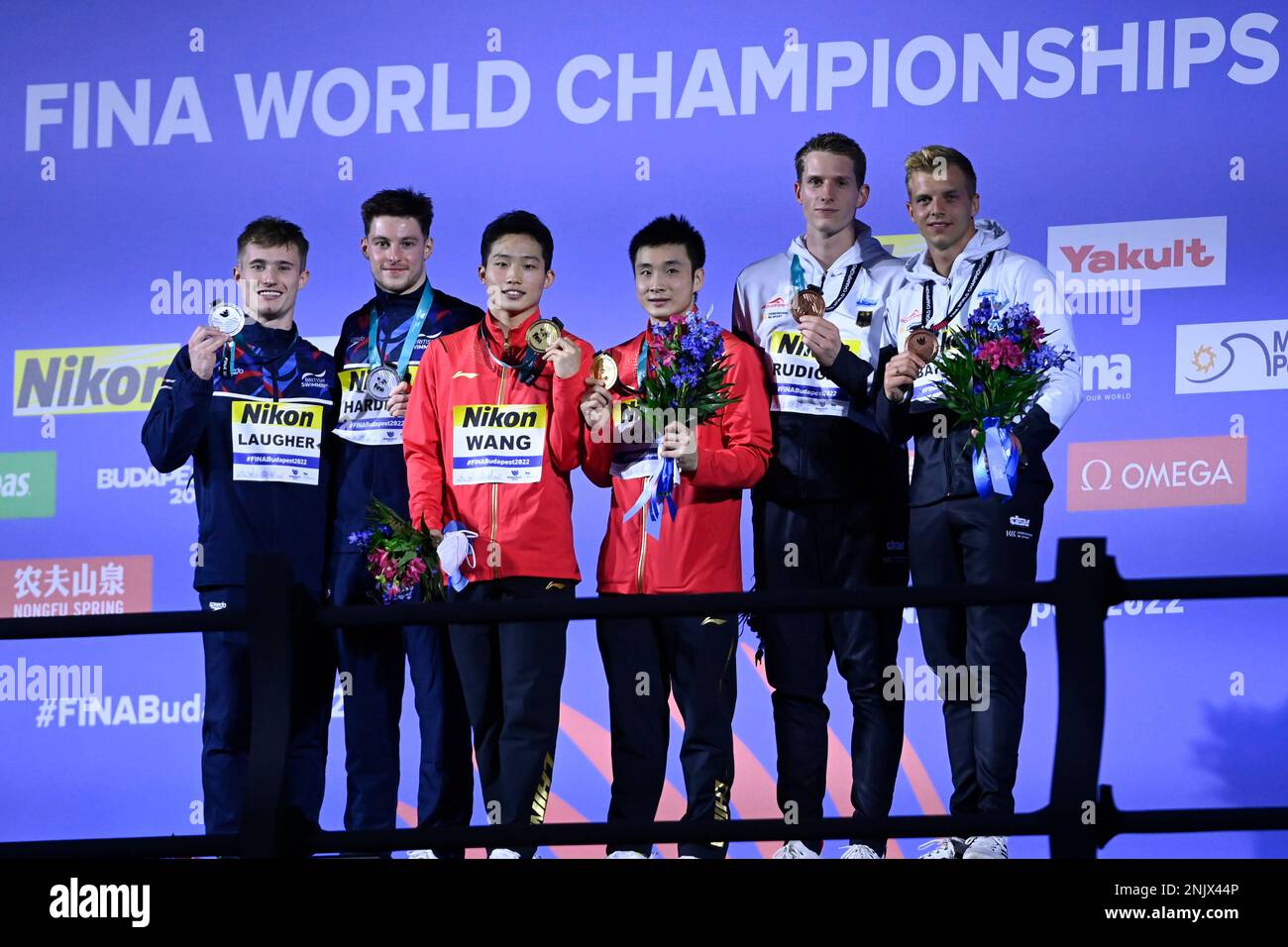 Silver medal winners Jack Laugher and Anthony Harding of Britain, gold ...