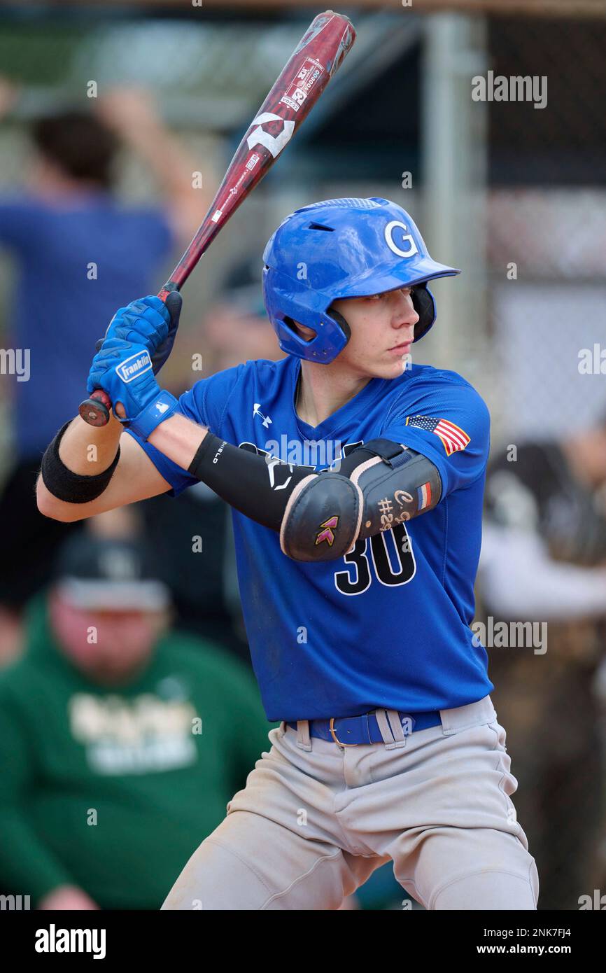 Genesee Community College Cougars Chris Groenemans (30) bats during an ...