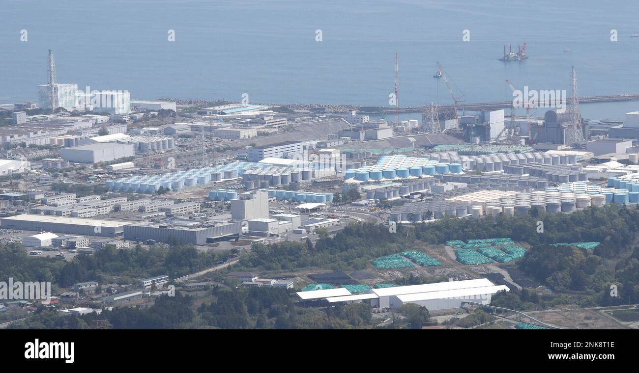 An aerial photo shows a drilling vessel off the crippled Fukushima No ...