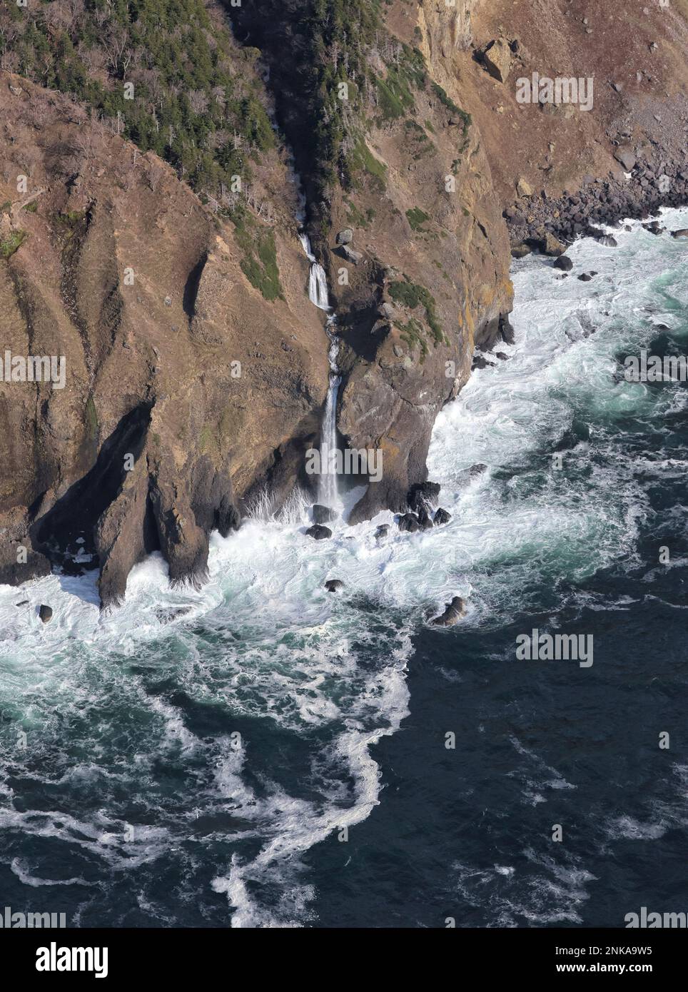 An aerial photo shows the area of sea near Kashuni Falls where the ...