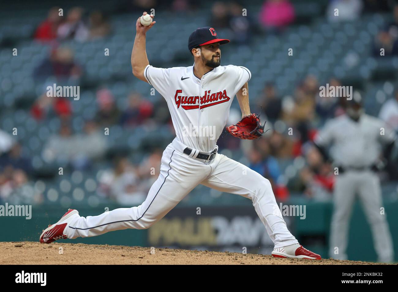 CLEVELAND, OH - APRIL 20: Cleveland Guardians relief pitcher Nick ...