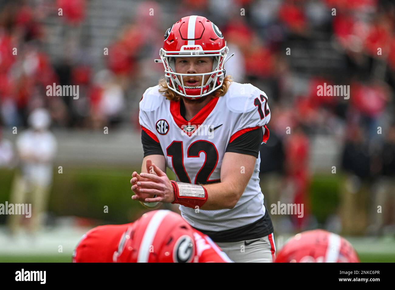 ATHENS, GA - APRIL 16: Georgia Bulldogs QB Brock Vandagriff (12) during ...