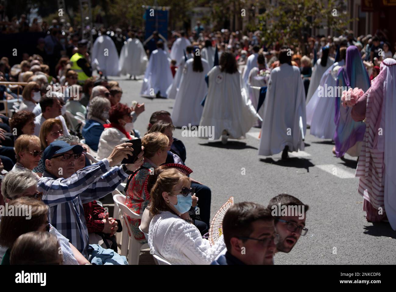 Several people take part in the Easter Sunday parade of the Semana ...
