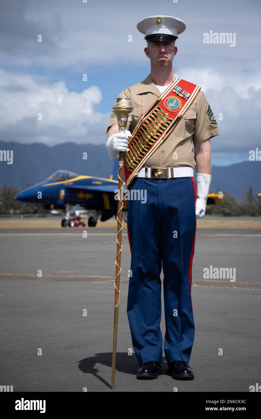USA Marinekorps Gunnery Sergeant James D. Mathis, Drum Major, bei den ...