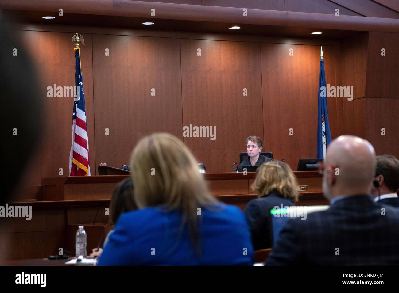 Judge Penney Azcarate listens inside a courtroom at the Fairfax County ...