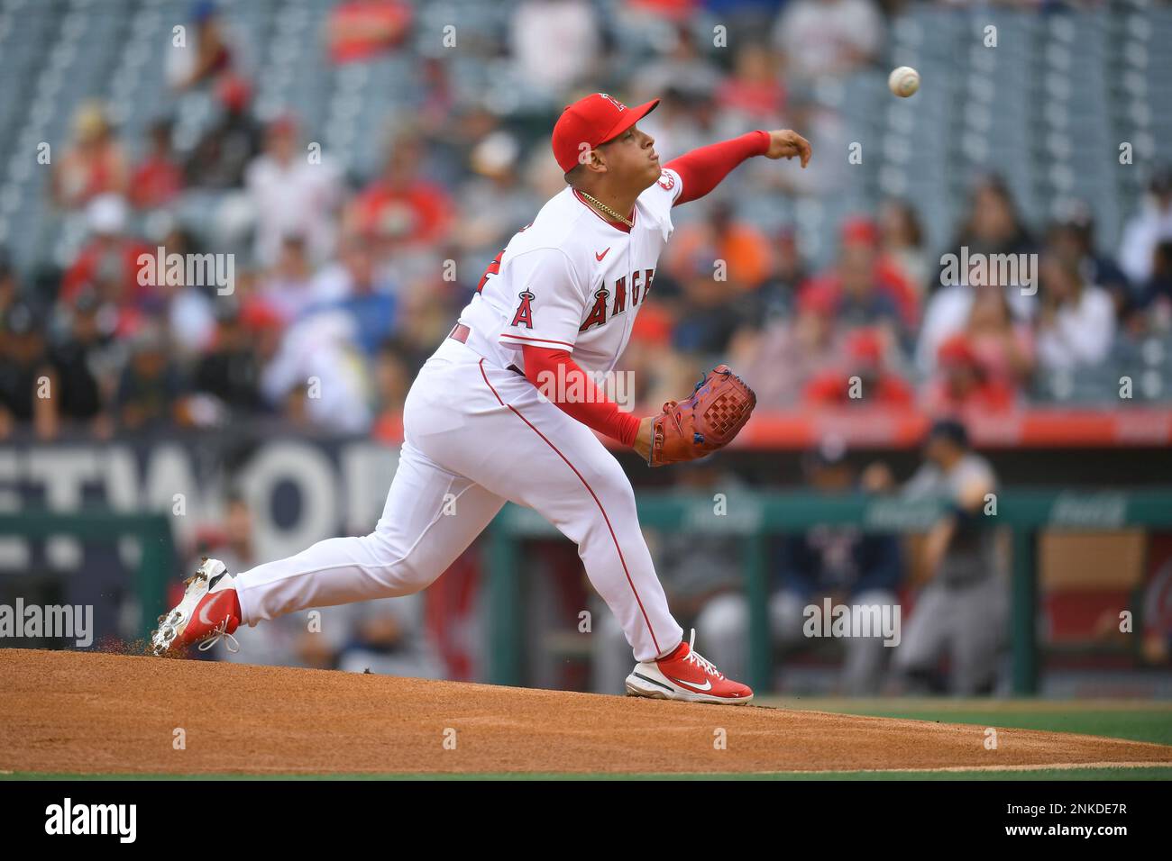 ANAHEIM, CA - APRIL 10: Los Angeles Angels starting pitcher Jose Suarez ...