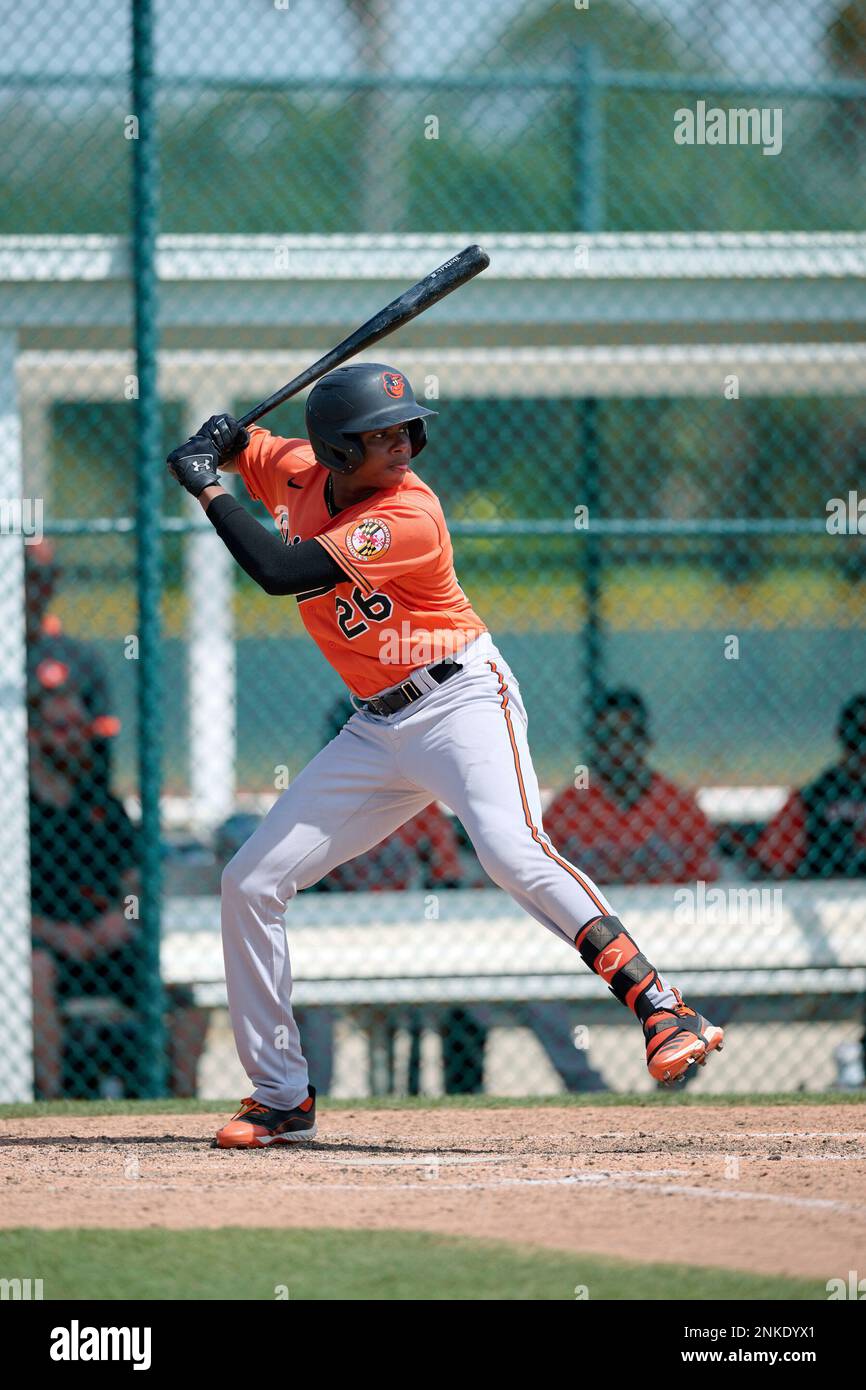 Baltimore Orioles Mishael Deson (26) bats during a MiLB Spring Training ...
