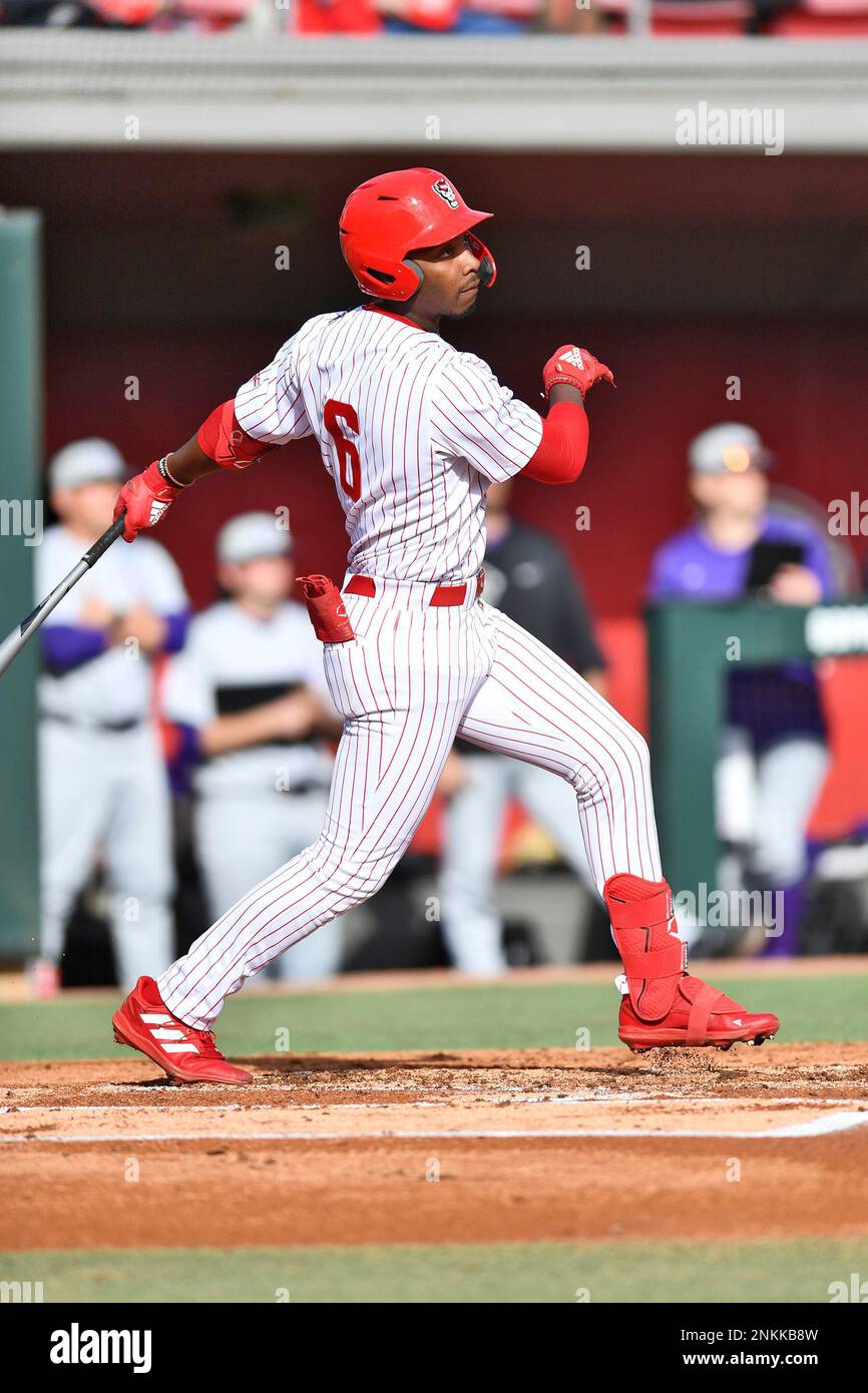 North Carolina State LuJames Groover III (6) swings at a pitch during a ...