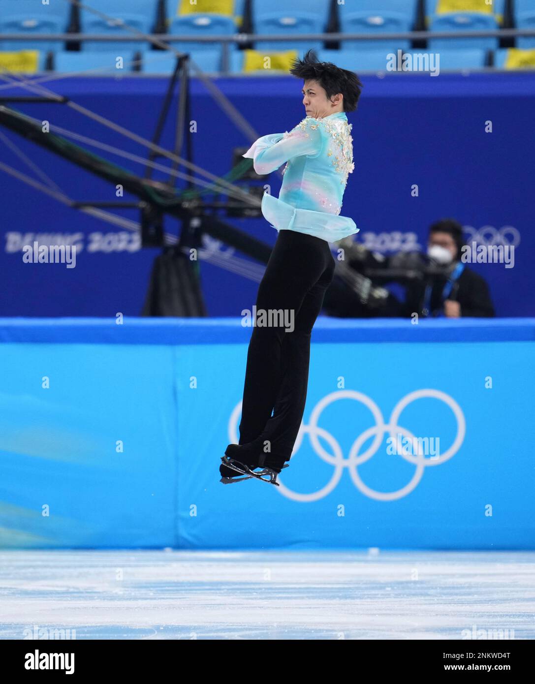 Yuzuru Hanyu of Japan challenges the quadruple axel jump during the Men ...