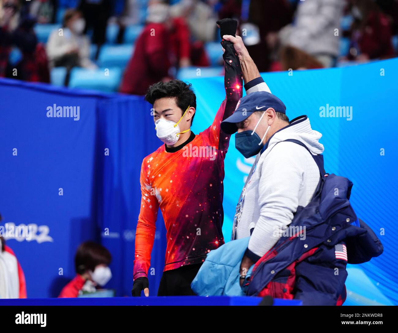 Nathan Chen of United States reacts after the Men Single Skating Free ...