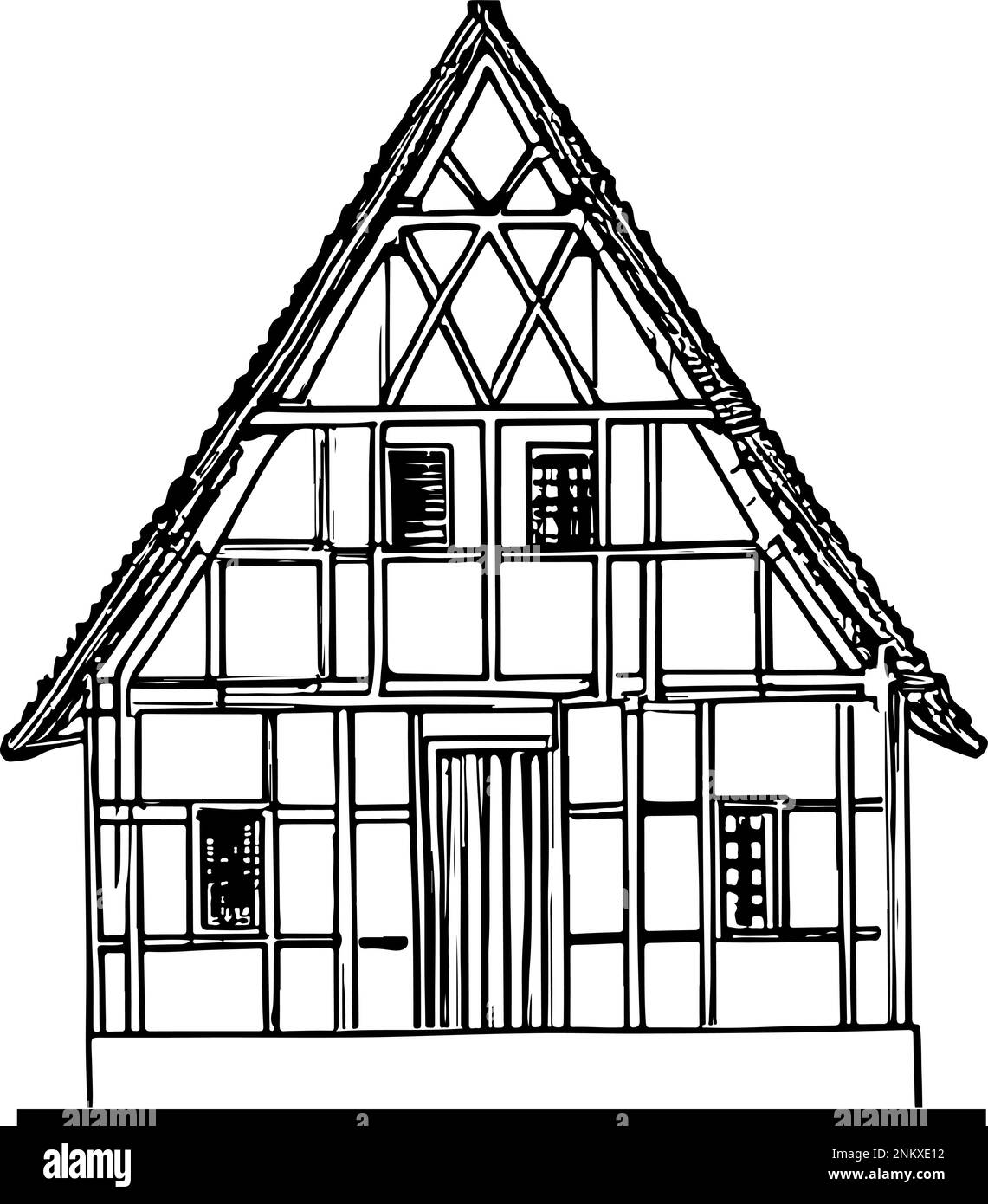 Historische mittelalterliche mittelalterliche fachwerkbau architektur Stock-Vektorgrafiken ...