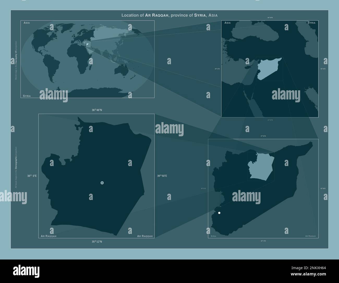 AR Raqqah, Provinz Syrien. Diagramm, das die Position der Region auf ...