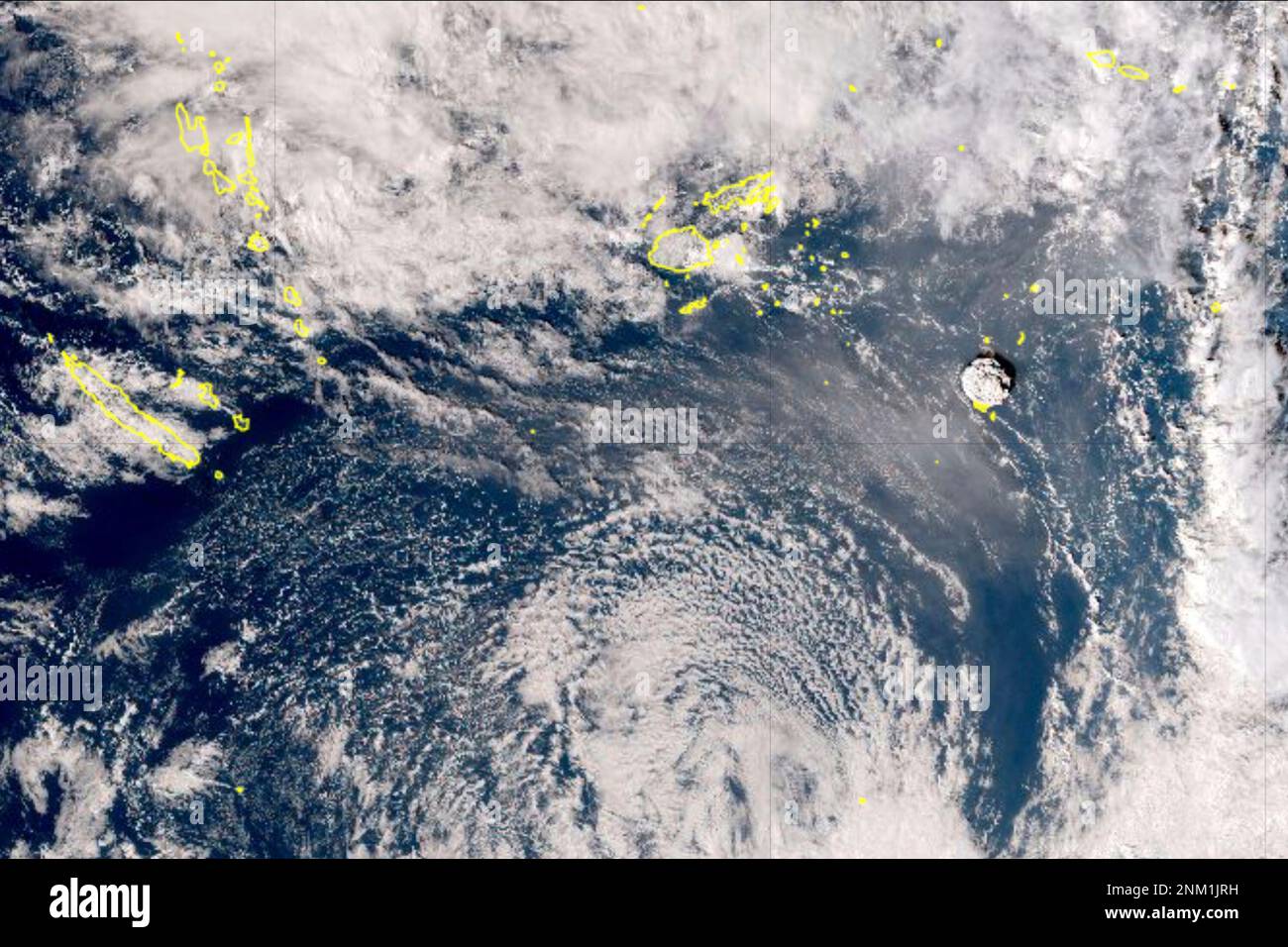 This satellite image taken by Himawari-8, a Japanese weather satellite, and released by the ...