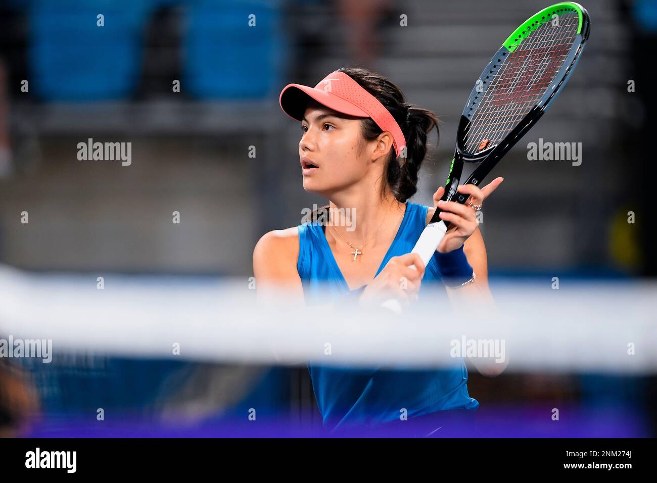SYDNEY, AUSTRALIA - JANUARY 11: Emma Raducanu of Great Britain hits a ...