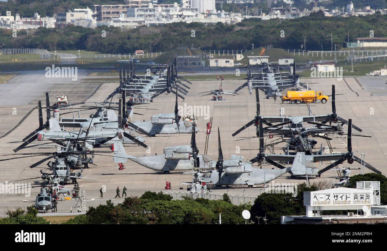 A photo shows Marine Corps Air Station Futenma (MCAS FUTENMA) in ...