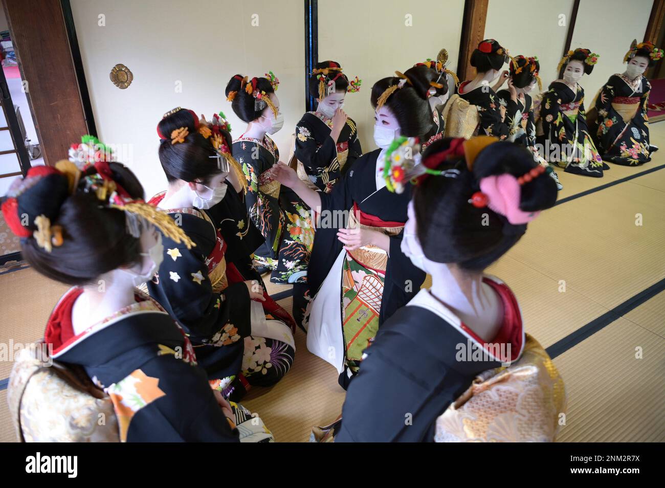 Maiko of Gion Kobu, one of Kyoto's five Kagai, a district where geiko ...