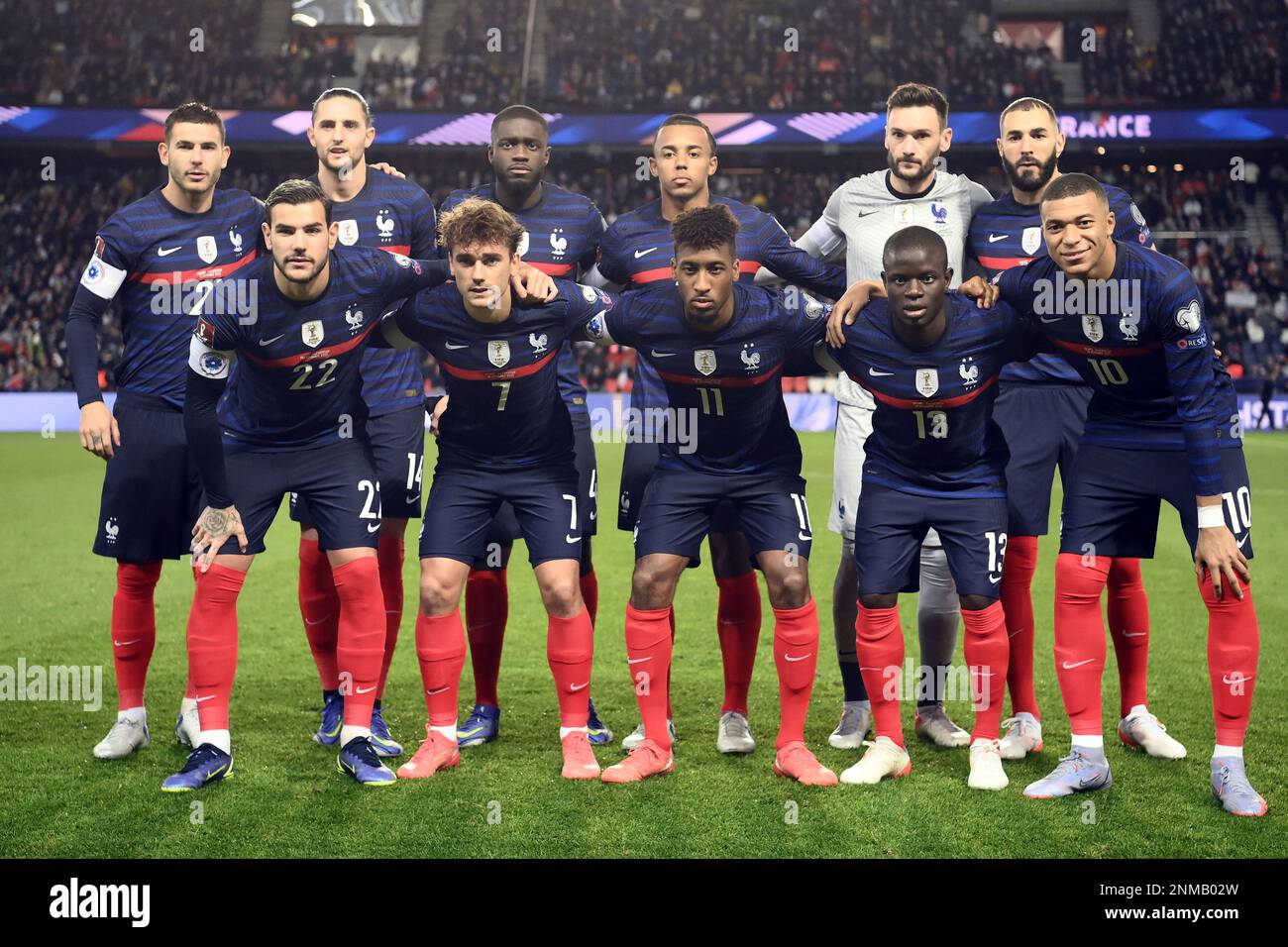France's players pose from left to right first row, Theo Hernandez ...
