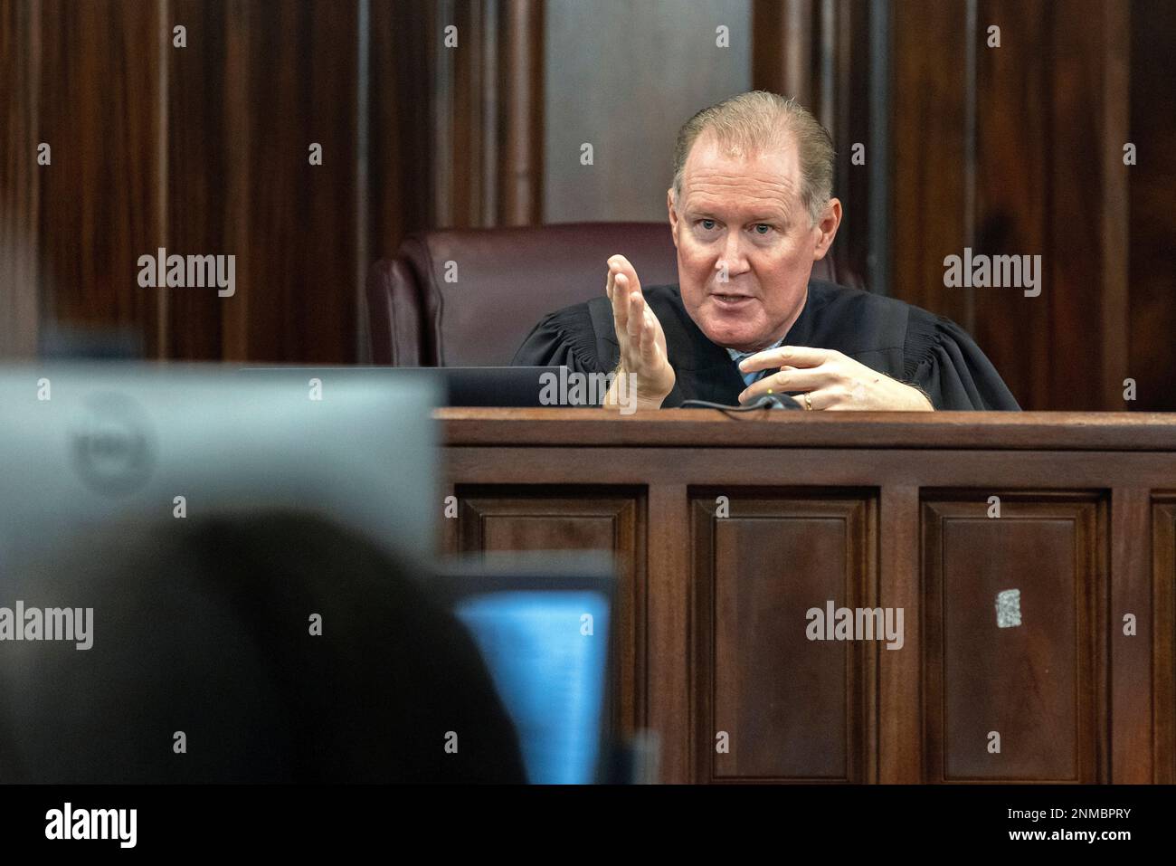 Superior Court Judge Timothy Walmsley speaks during the trial of Greg ...