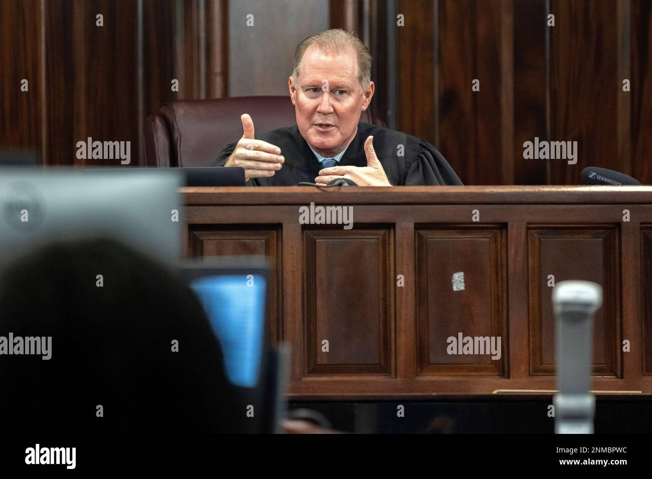 Superior Court Judge Timothy Walmsley speaks during the trial of Greg ...