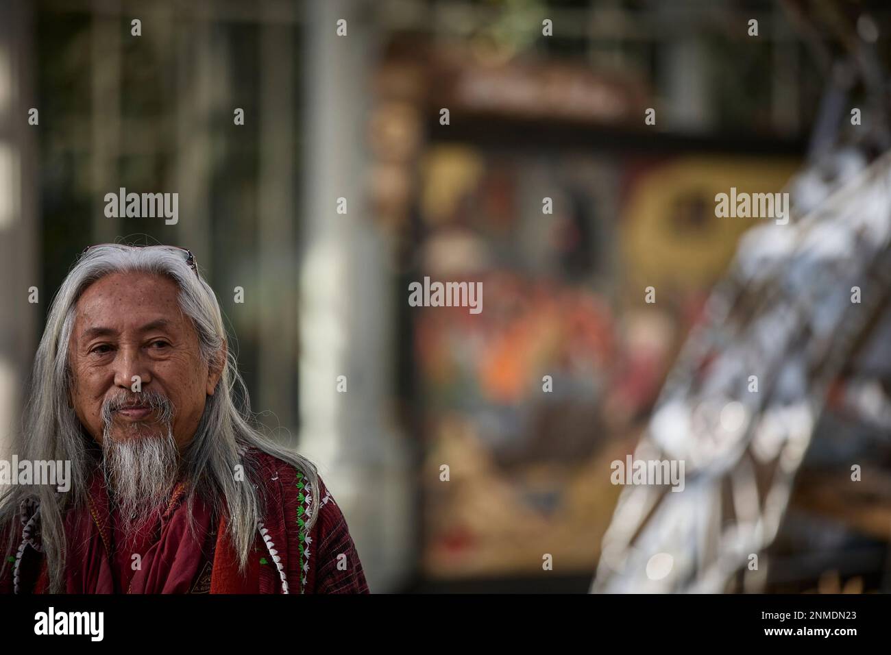 The artist Kidlat Tahimik, at the presentation of his exhibition ...