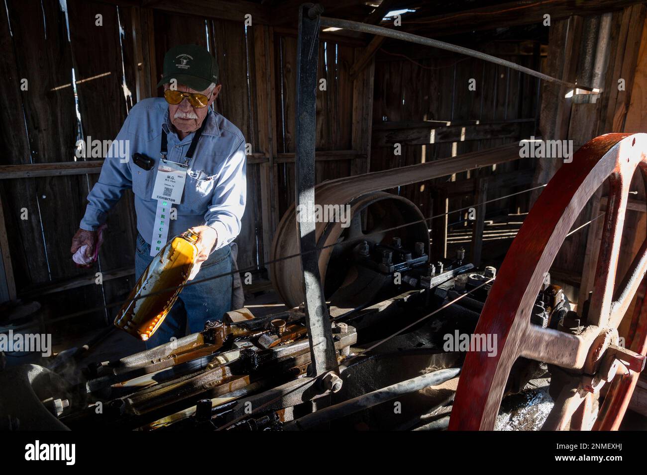 Permian Basin International Oil Show "Old Timer" M.G. Clark lubricates ...