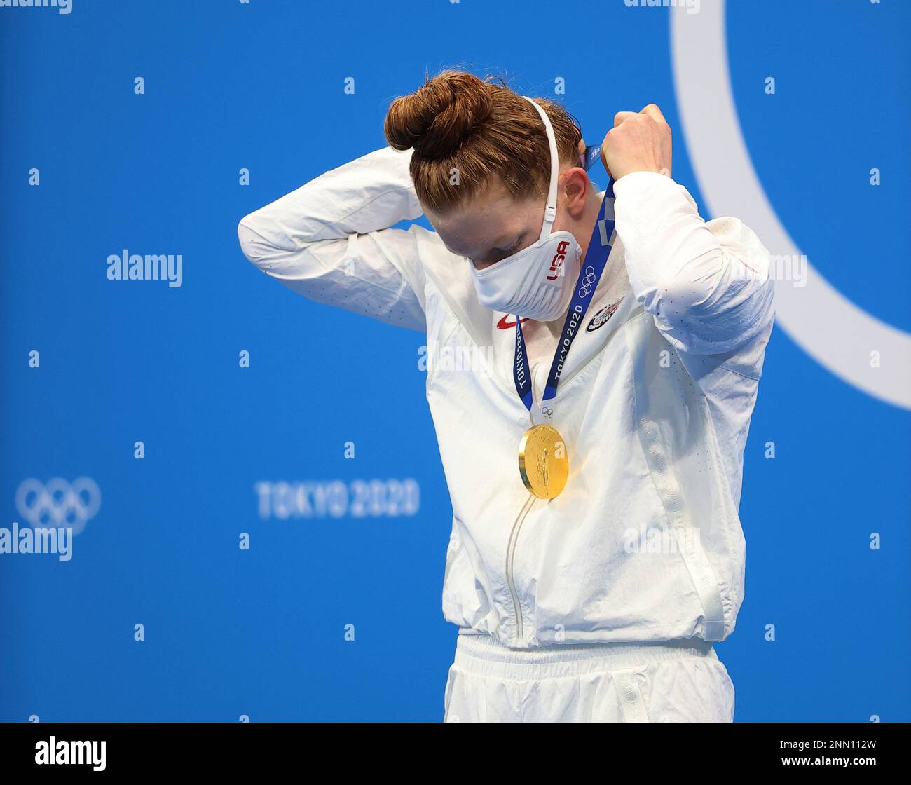 JACOBY Lydia of United States receives gold medal during award ceremony ...