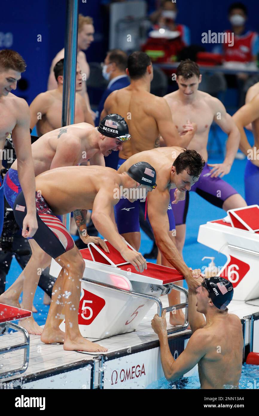 July 26, 2021, Tokyo, Japan: Gold medal relay team of Caeleb Dressel ...