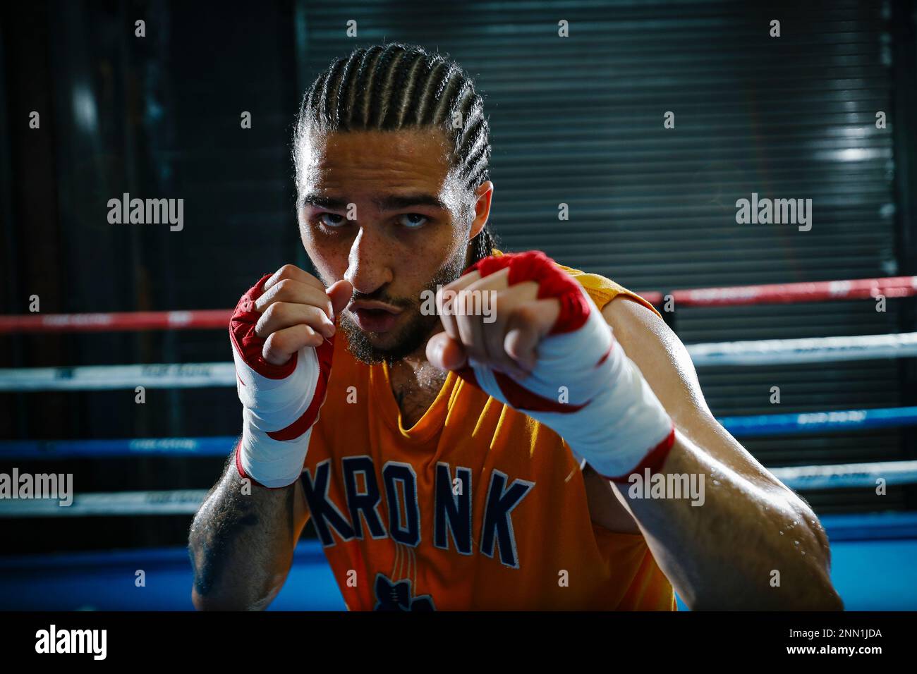 Nico Ali Walsh trains at Top Rank Gym, Monday, July 12, 2021, in Las ...